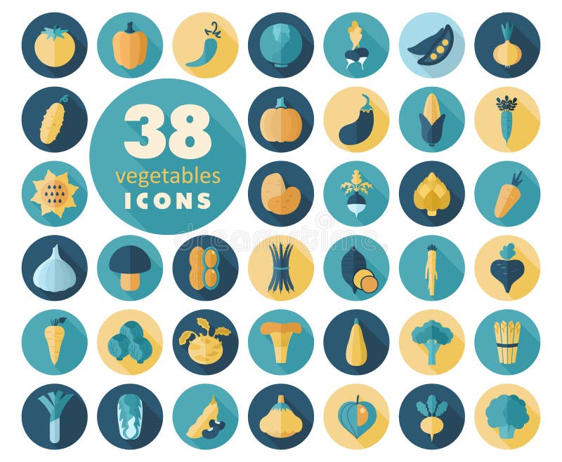 Vegetables flat icons set stock vector. Illustration of cucumber - 84665231