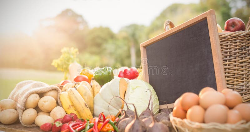 Vegetables and Food with Slate on Table Stock Image - Image of healthy ...