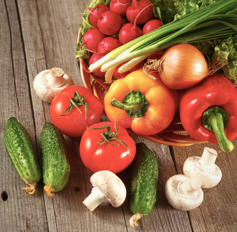 Vegetables . Fresh Bio Vegetable in a Basket Stock Photo - Image of ...