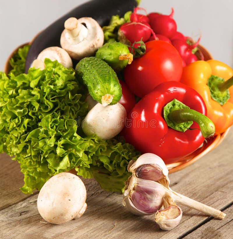 Vegetables . Fresh Bio Vegetable in a Basket Stock Image - Image of ...