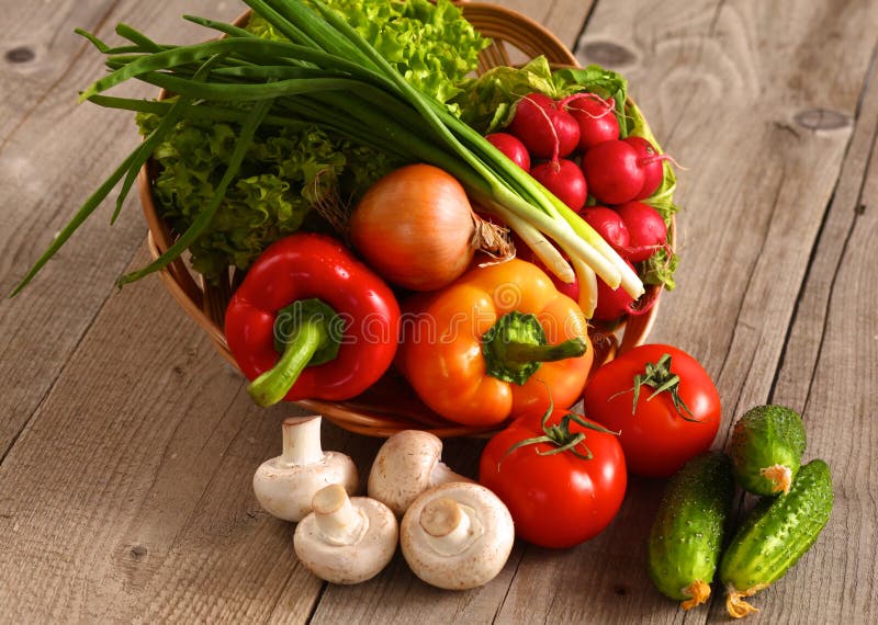Vegetables . Fresh Bio Vegetable in a Basket Stock Photo - Image of ...