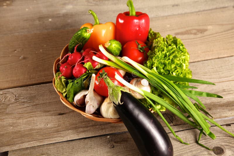 Vegetables . Fresh Bio Vegetable in a Basket Stock Photo - Image of ...