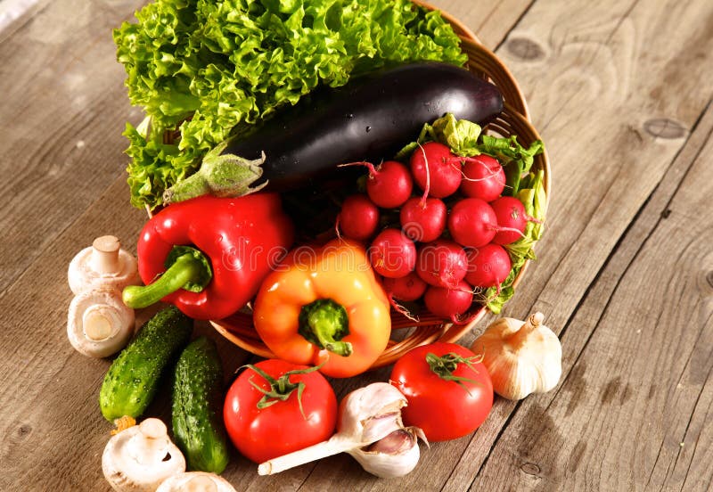 Vegetables . Fresh Bio Vegetable in a Basket Stock Photo - Image of ...