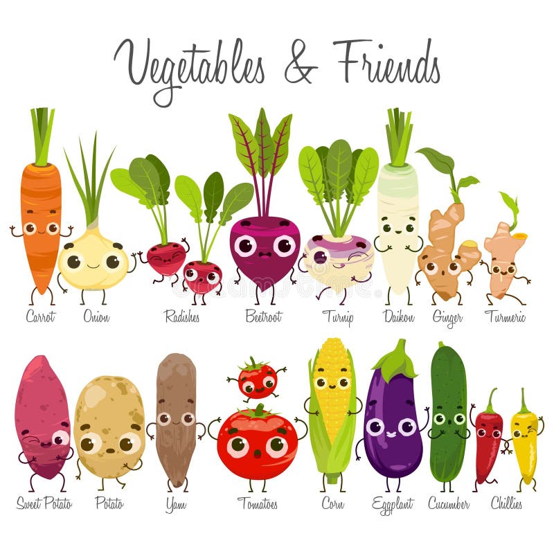 Vegetables and Friends. Vector Illustration Decorative Design Stock ...