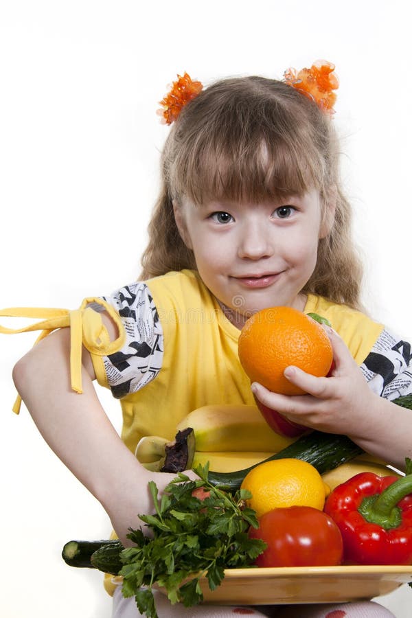 Happy children with fruits stock image. Image of children - 35736533