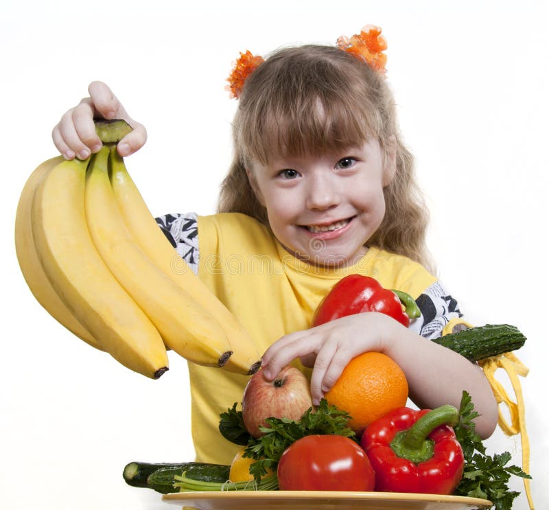 Vegetables and Fruit of Children. Stock Photo - Image of childhood ...