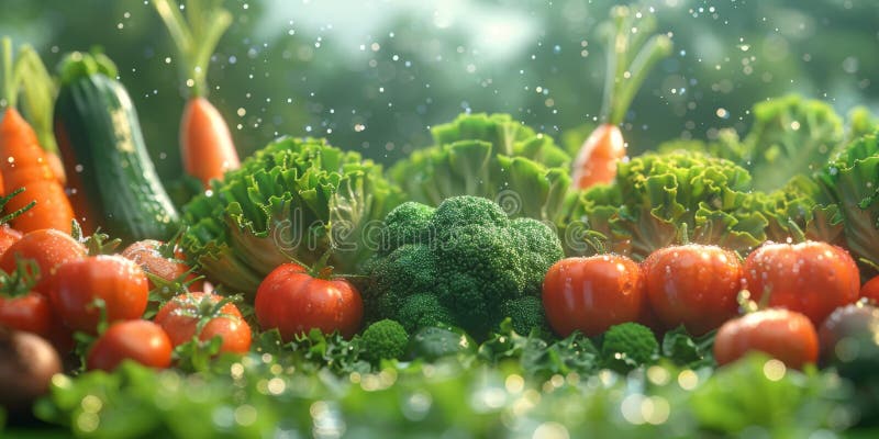 Vegetables Gathered in Grass Stock Illustration - Illustration of ...