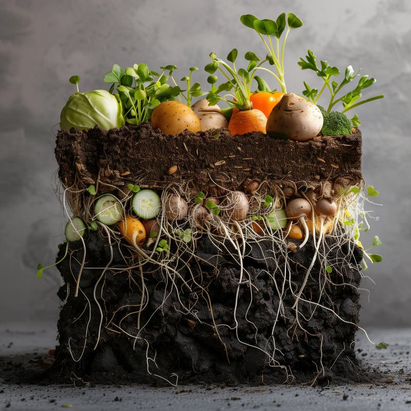 Vegetables Growing in Compost Circle Including Carrots, Potatoes and ...