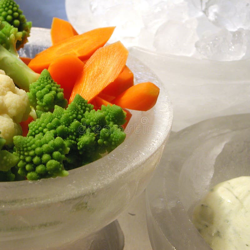 Vegetables in an ice bowl stock photo. Image of dish - 108642098