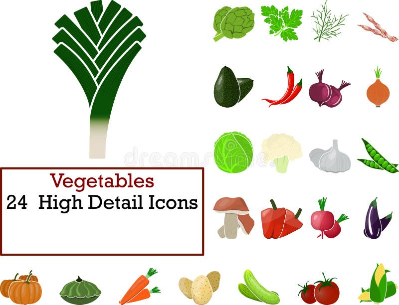 Vegetables Icon Set stock vector. Illustration of food - 213908655
