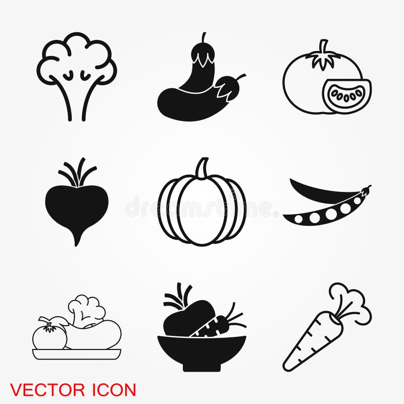 Vegetables Icon Vector Sign Symbol for Design Stock Illustration ...