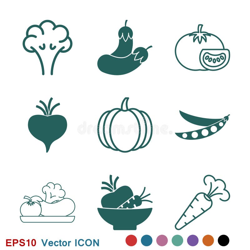 Vegetables Icon Vector Sign Symbol for Design Stock Illustration ...