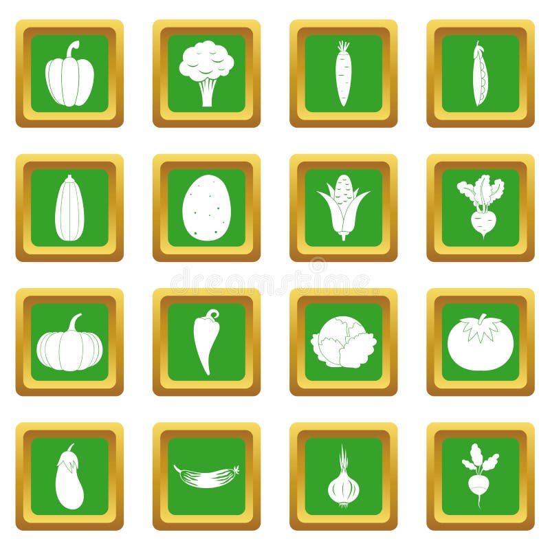 Vegetables icons set green stock vector. Illustration of healthy - 97766192