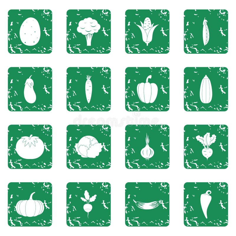 Vegetables Icons Set Grunge Stock Vector - Illustration of isolated ...