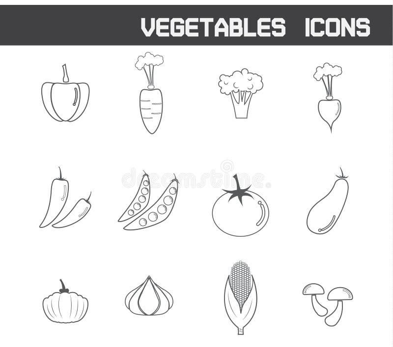 Vegetables Icons Symbol Vector Illustration Stock Vector - Illustration ...