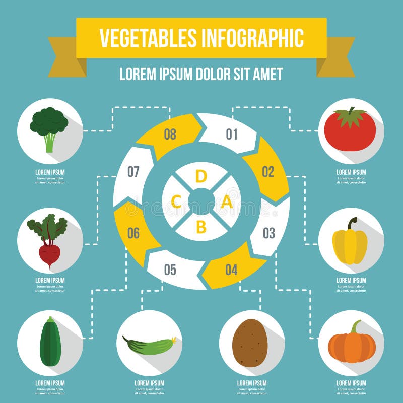 Vegetables Infographic Concept, Flat Style Stock Vector - Illustration ...
