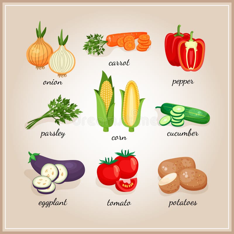 Vegetables Ingredients Seamless Pattern Stock Vector - Illustration of ...