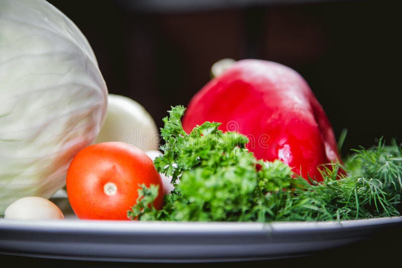 Vegetables, Ingredients for Cooking on the Kitchen Table Stock Photo ...