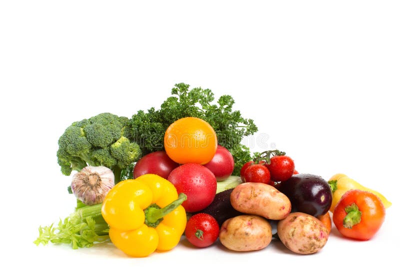 Vegetables Isolated on a White Background Stock Image - Image of tomato ...