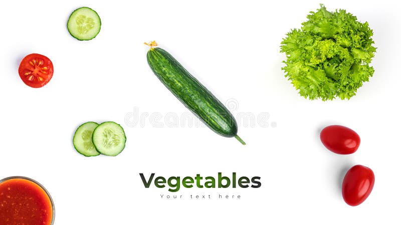 Vegetables Isolated on White Background. Long Header Banner Format ...