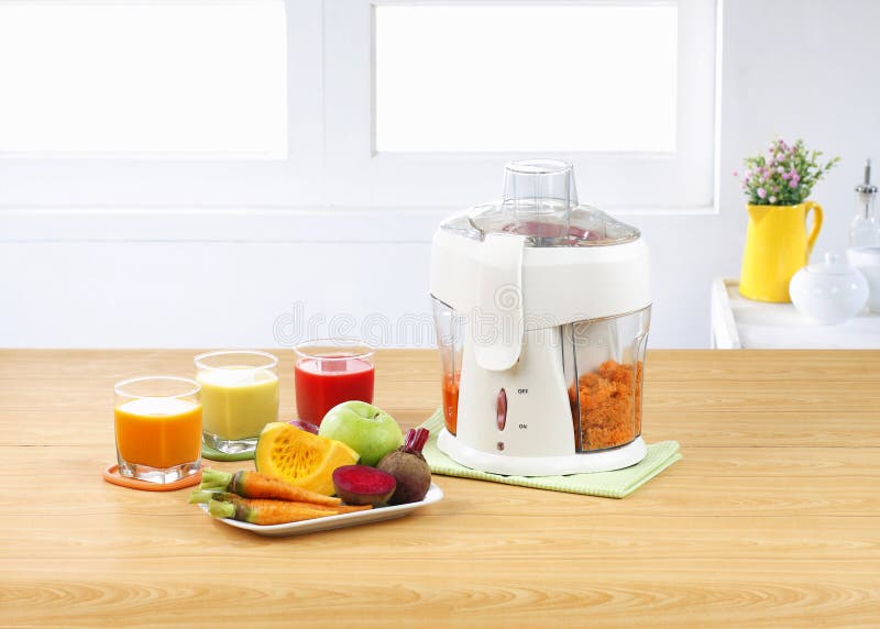 Vegetables Juice Blender Machine in Kitchen Interi Stock Image - Image ...
