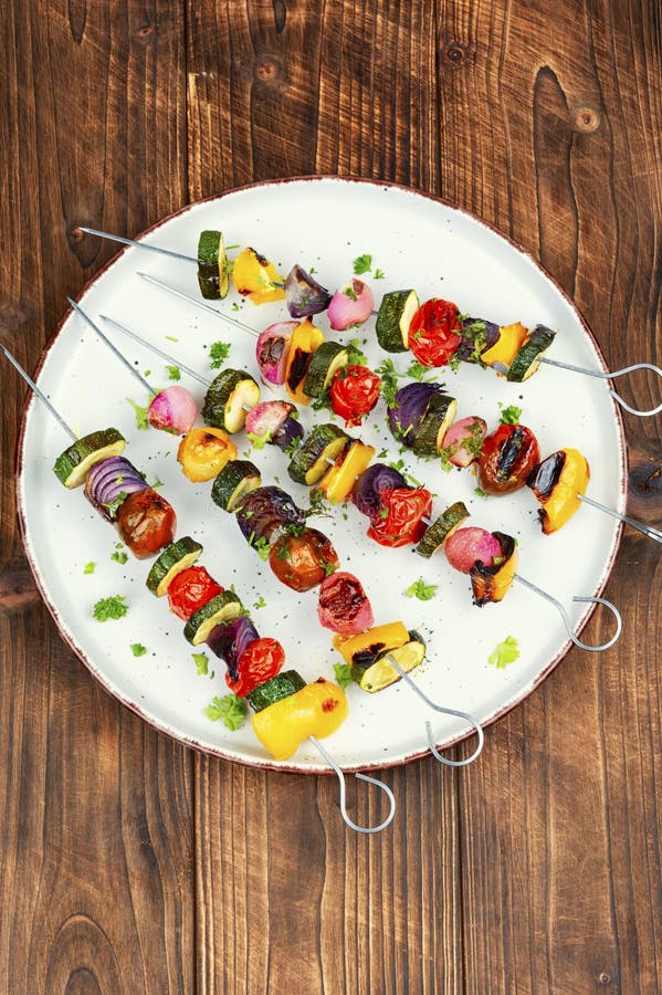 Vegetables Kebabs on Skewers Stock Photo - Image of roasted, vegan ...