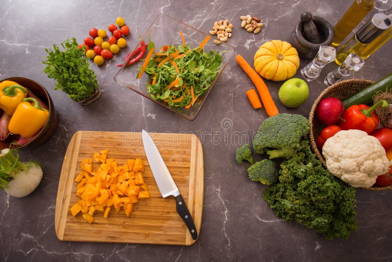 Vegetables on Kitchen Table Stock Image - Image of kitchen, freshness ...