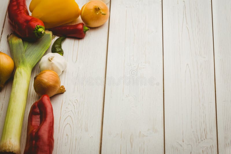 Vegetables Laid Out on Table Stock Photo - Image of onion, garlic: 51363730