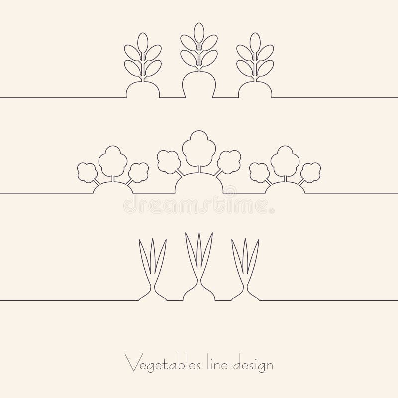 Vegetables Line Design Vector Stock Vector - Illustration of hanging ...