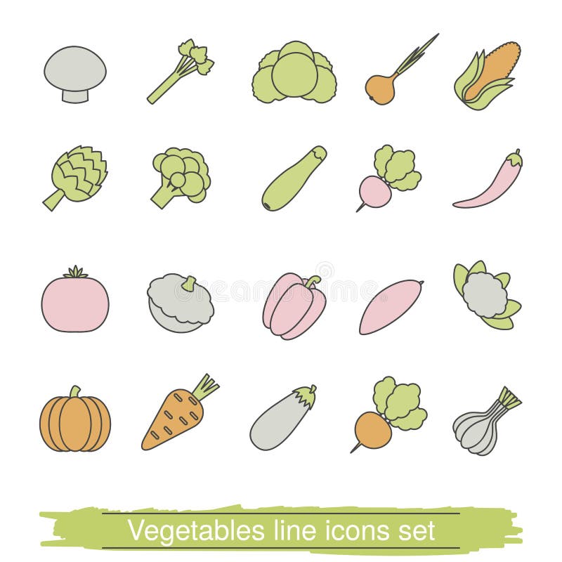 Vegetables line icons stock vector. Illustration of label - 86175151