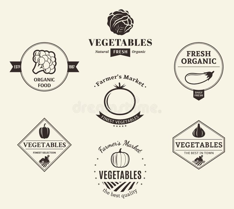 Vegetables Logos, Labels and Design Elements Stock Vector ...
