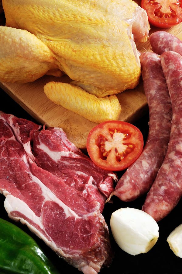 Vegetables and Meat with Chicken and Beef Stock Photo - Image of ...