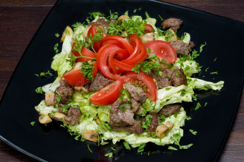 Vegetables and meat salad stock photo. Image of fresh - 5548962