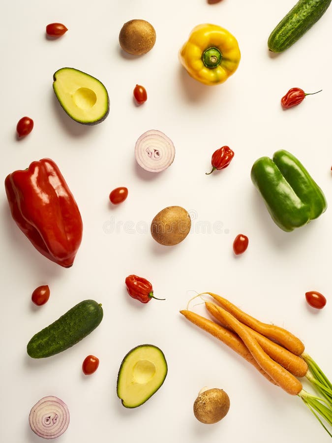 Vegetables Mix on White Background Stock Photo - Image of mushroom ...