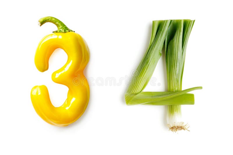 Vegetables Number "3" and "4 Stock Illustration - Illustration of ...