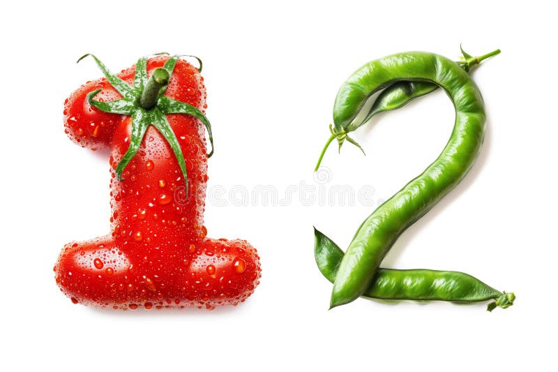 Vegetables Number "1" and "2 Stock Illustration - Illustration of baby ...
