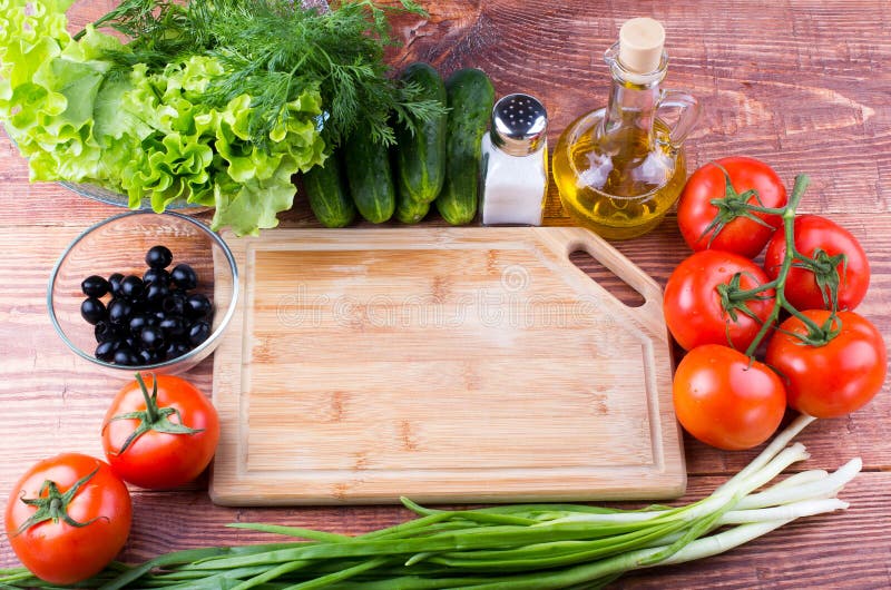 Vegetables, Oil, Salt, Chopping Stock Photo - Image of salt ...