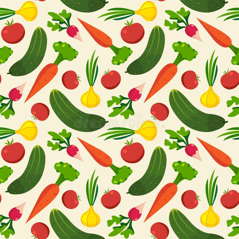 Vegetables Pattern Backgrounds Stock Vector - Illustration of healthy ...