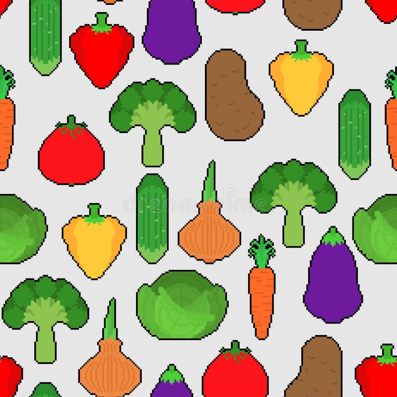 Vegetables Pixel Art Set. 8 Bit Vegetable. Pixelate Tomato and Cabbage ...