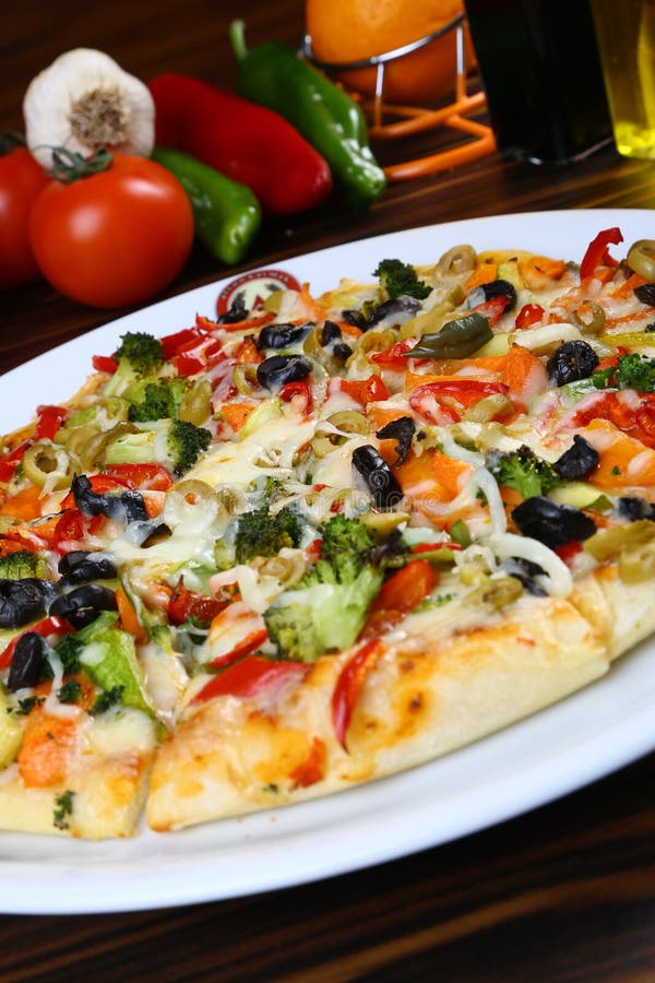 Vegetables Pizza stock photo. Image of gourmet, bell - 96309804