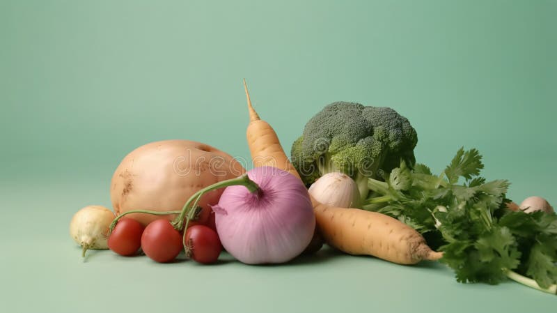 Vegetables on Table with Pastel Tone Theme Generative Ai Stock ...