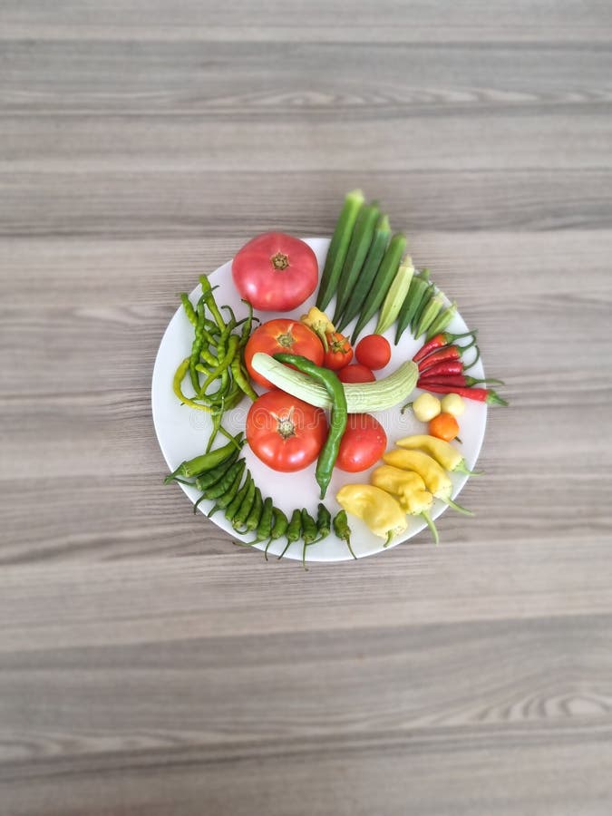 Vegetables Plate on the Table Healthy Nature Stock Image - Image of ...