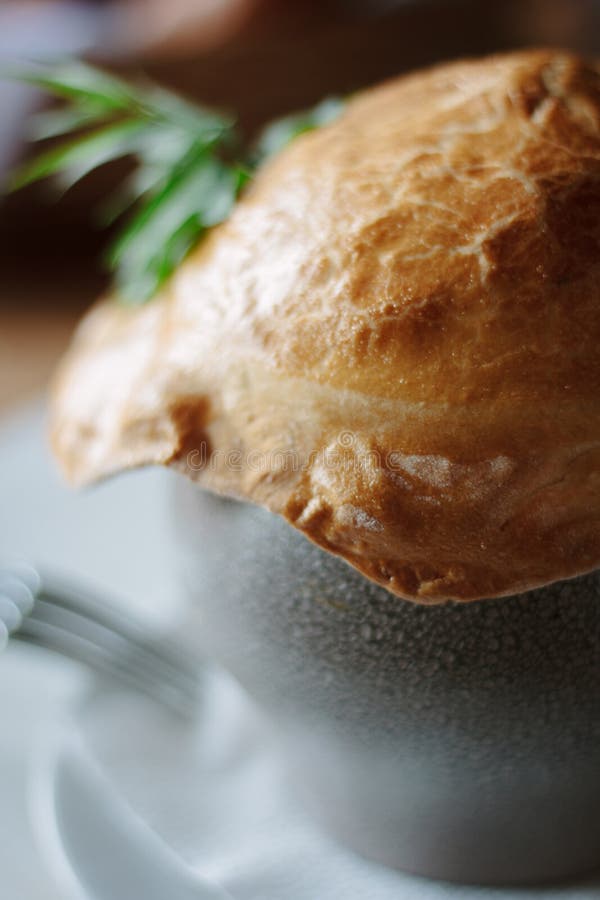 Vegetables in a Pot Baked with the Bread As Cap. Stock Image - Image of ...