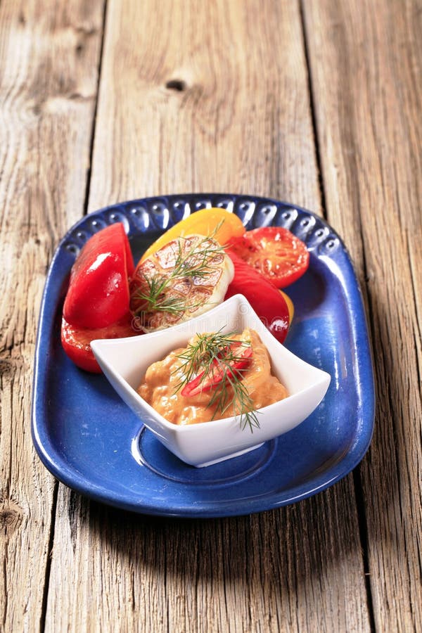 Vegetables and Romesco Sauce Stock Image - Image of dill, healthy: 76110699