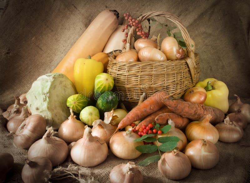 Vegetables on sacking stock image. Image of natural, garden - 16173097