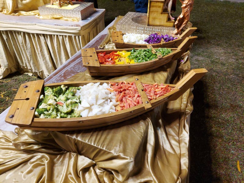 Vegetables Salad Displayed on the Table in the Boat Shaped Container or ...