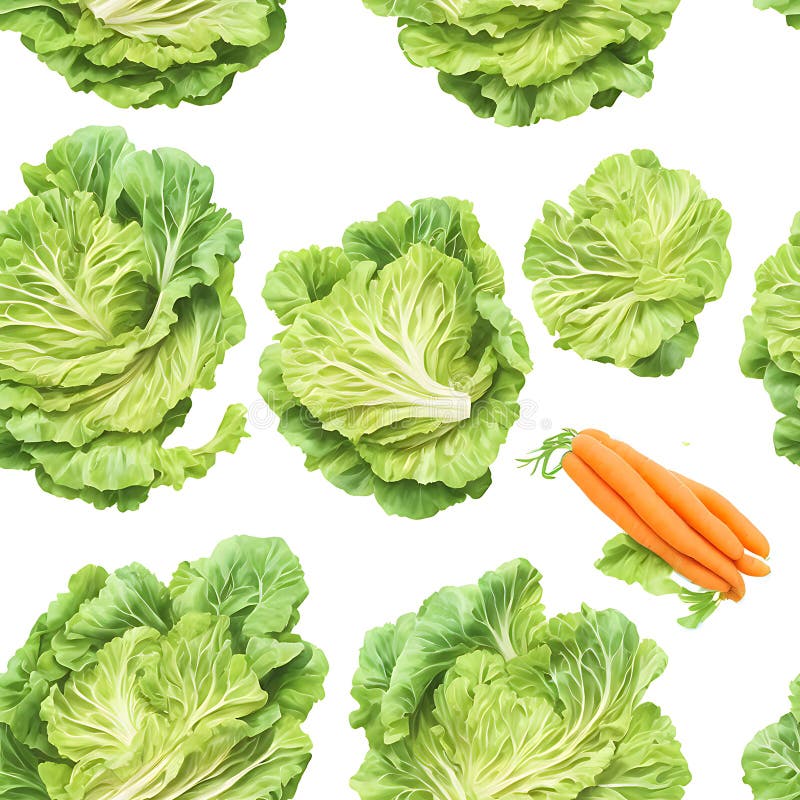 Vegetables Seamless Pattern, Lettuce and Carrots Stock Photo - Image of ...