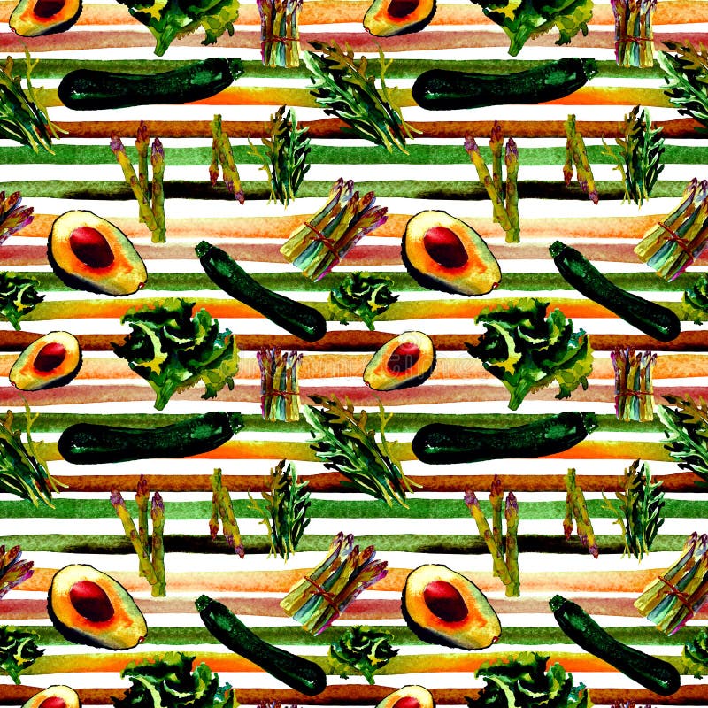 Vegetables Seamless Pattern with Stripes. Repeatable Pattern with ...