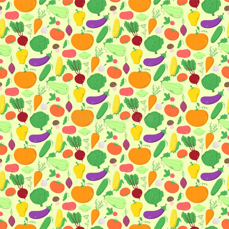 Vegetables Seamless Pattern, Vector Background Stock Vector ...
