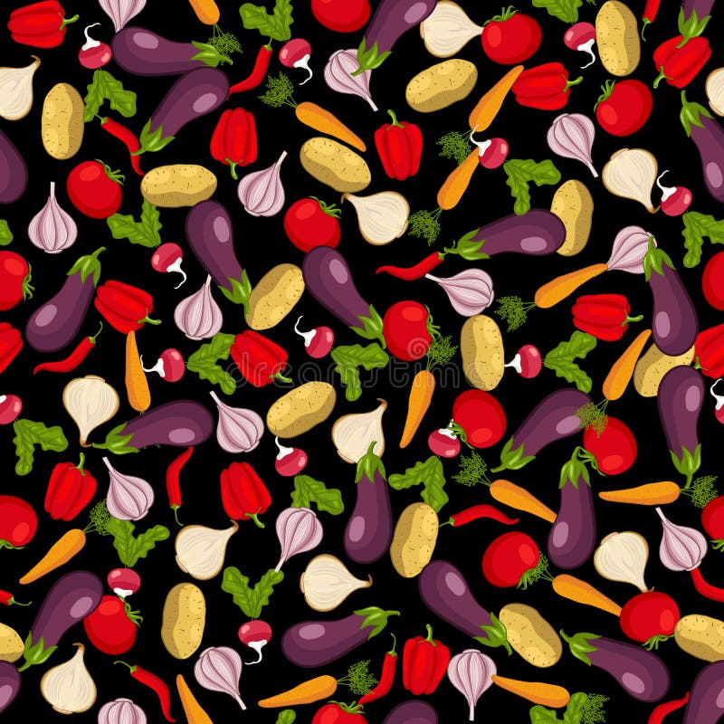 Vegetables Seamless Pattern Stock Vector - Illustration of organic ...
